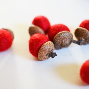 Customizable Christmas Felt Ball Acorns - Acorn Holiday Garland - Red ...