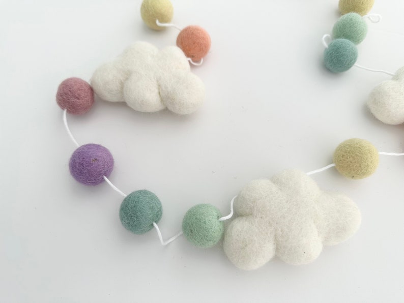 Customizable Pastel Rainbow Cloud Garland Sky Felt Ball - Etsy