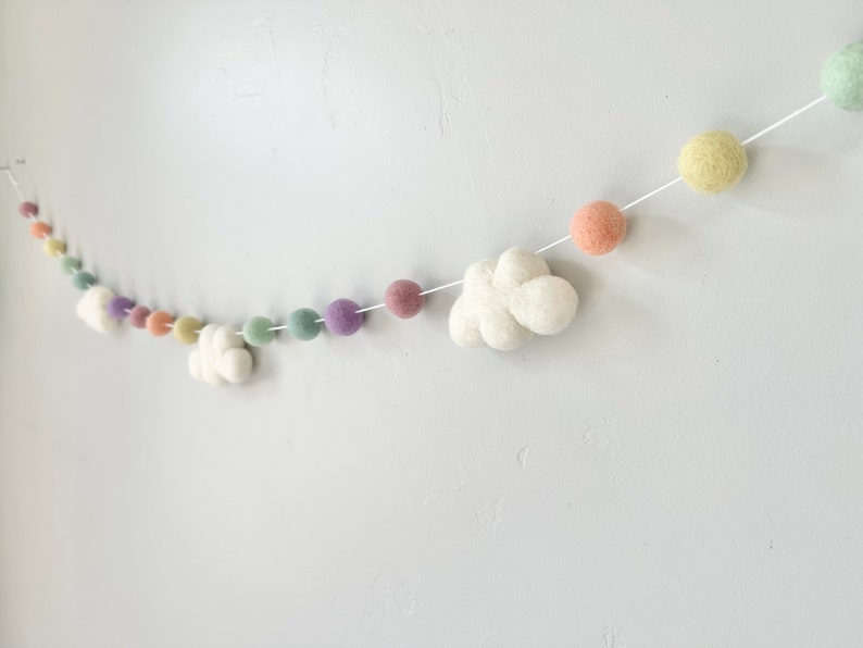 Customizable Pastel Rainbow Cloud Garland Sky Felt Ball - Etsy