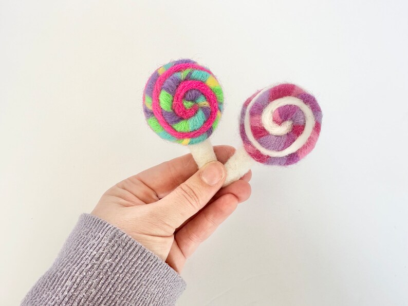 Felt Ice Cream Cone or Lollipop Ornament - Felted Wool Frozen Treats ...