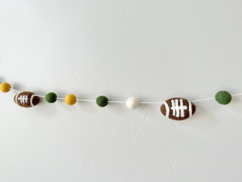 Customizable Wool Football Fan Garland - Felt Foot Ball Bunting - Fall ...