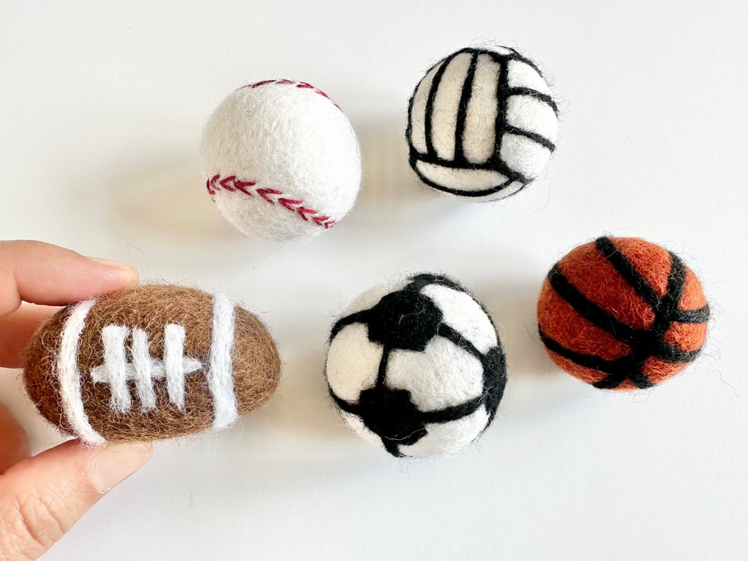 Sports Loose Felt Ball - Wool Felted Football, Soccer Ball, Volleyball ...