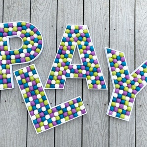 Customizable PLAY in 3 Sizes - Felt Ball Letters for Play Room, Nursery ...