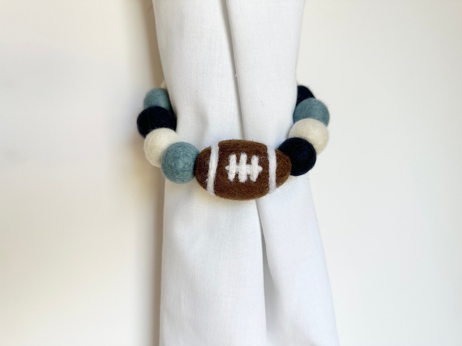 Choose Team Colors Football Curtain Tie Backs - Sporty Felt Ball Ties ...