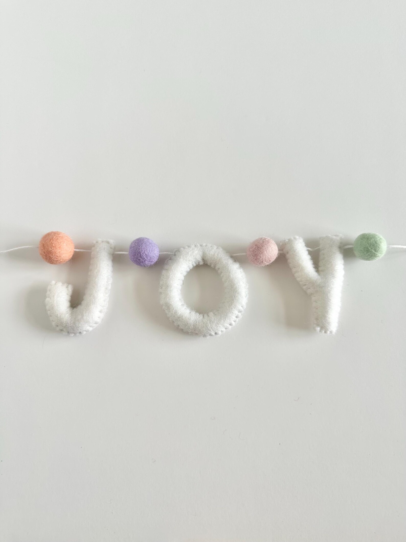 White JOY Felt Banner W/ Optional Felt Balls - Pastel Easter Bunting ...