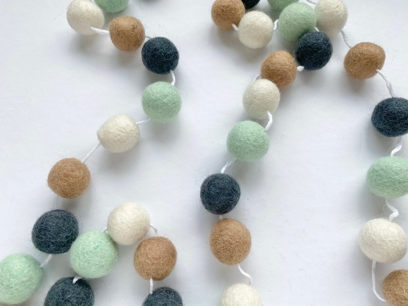 Custom Mint & Neutrals 2.5 Cm Pom Garland - Customizable Bunting in ...