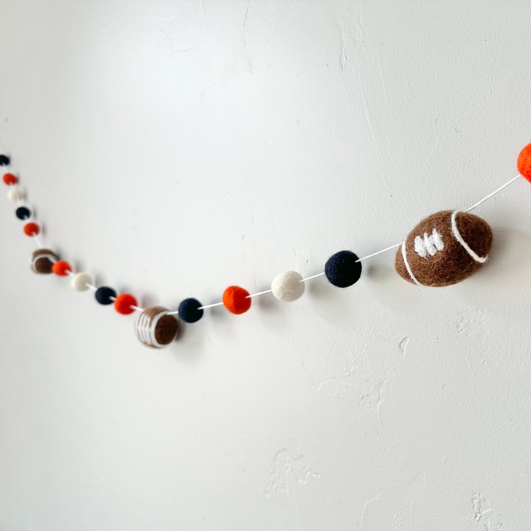 Customizable Wool Football Fan Garland - Felt Foot Ball Bunting - Fall ...