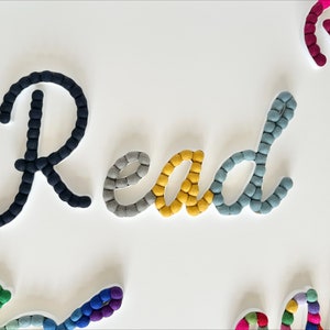 Customizable READ Wall Hanging - Colorful Cursive Letter Art for Kids ...