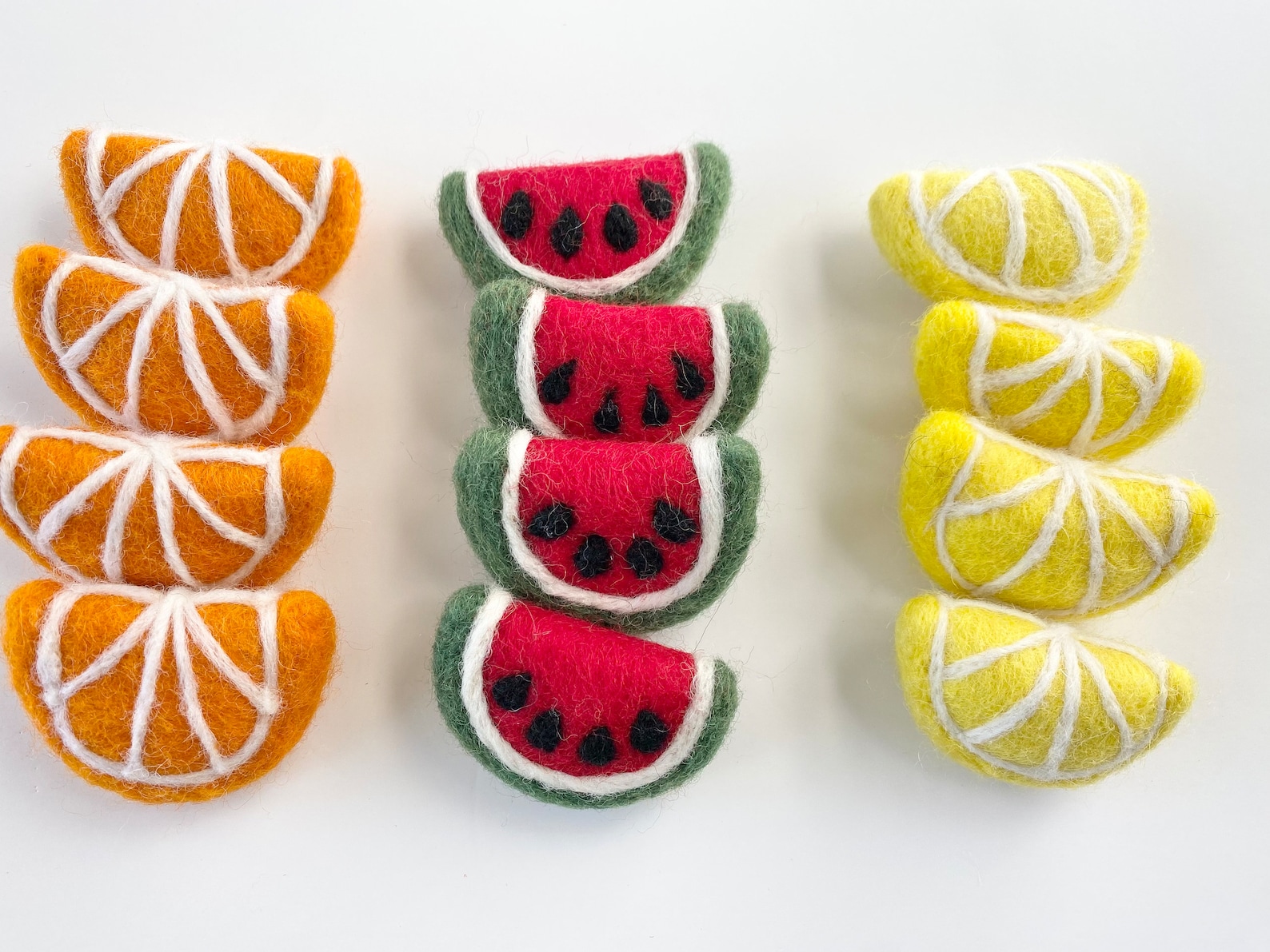 Wool Felted Fruit Toy - 6 Cm Handmade Felt Watermelon, Orange or Lemon ...