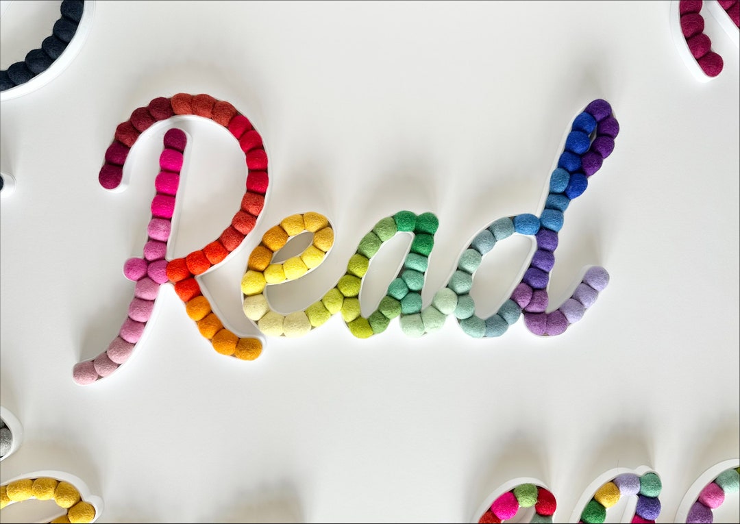 Customizable READ Wall Hanging - Colorful Cursive Letter Art for Kids ...