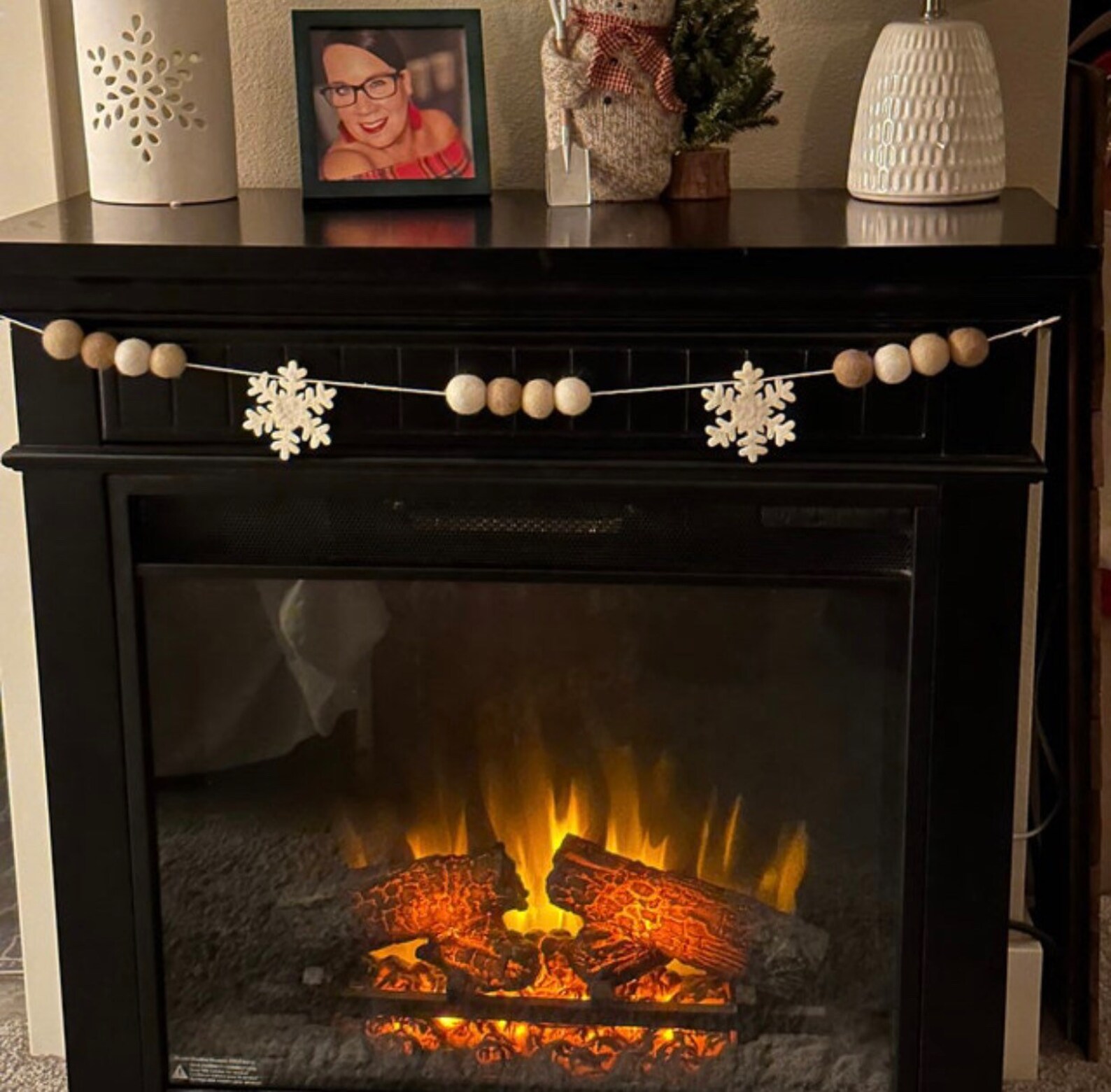 Customizable Snowflake Felt Ball Garland Wool Felted Snow - Etsy