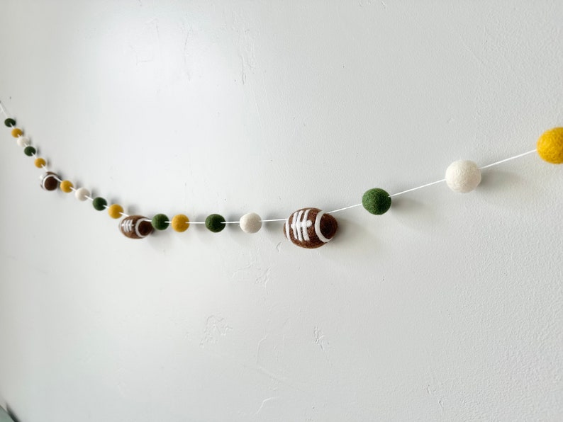 Customizable Wool Football Fan Garland - Felt Foot Ball Bunting - Fall ...