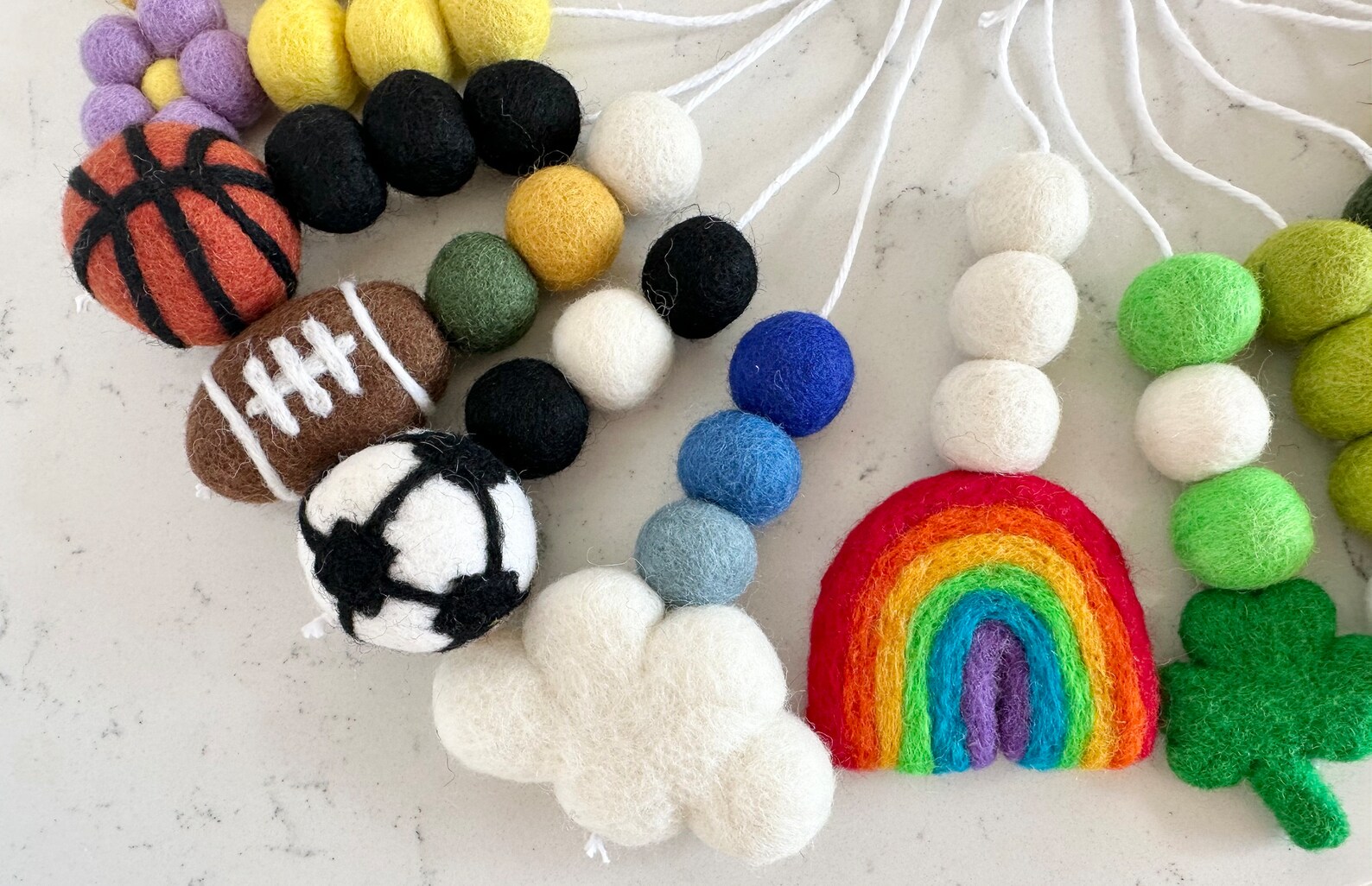Custom Keychain - Choose Colors & Felted Item - Fruit, Flower, Rainbow ...