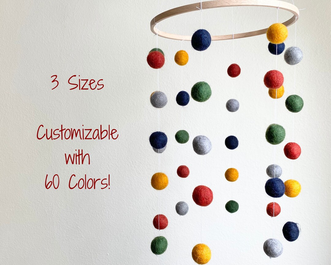Custom Colors Felt Ball Ceiling Mobile - Deep Shades Red Green Gold ...