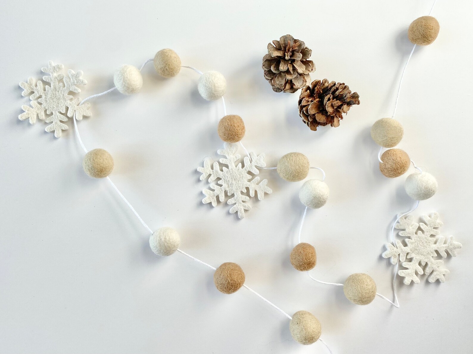 Customizable Snowflake Felt Ball Garland Wool Felted Snow - Etsy