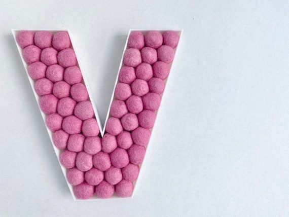 Customizable Felt Ball Letter V 3 Sizes Wall Hanging or | Etsy
