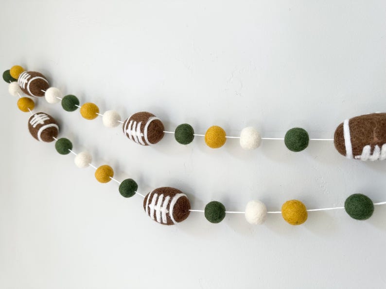 Customizable Wool Football Fan Garland - Felt Foot Ball Bunting - Fall ...