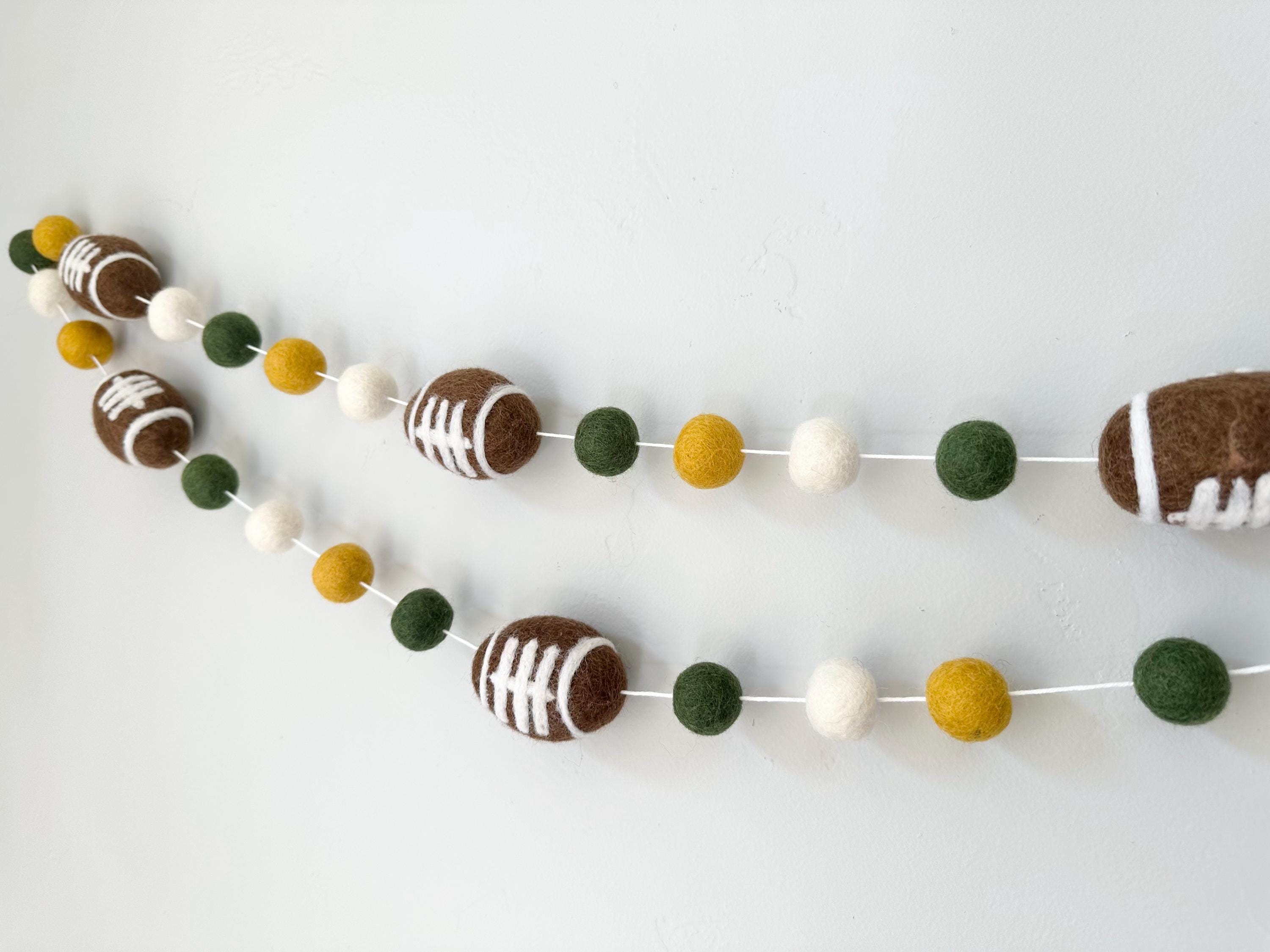Customizable Wool Football Fan Garland - Felt Foot Ball Bunting - Fall ...