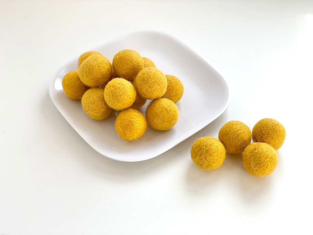 Gold Felt Balls - 2.5 Cm Felted Mustard Wool Balls for Holiday Crafts ...