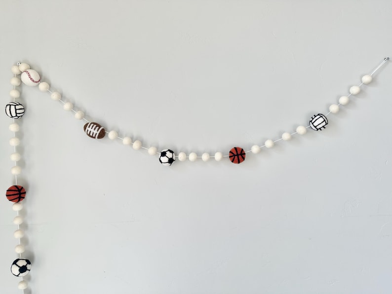 Customizable Wool Sports Fan Garland - Felt Sport Bunting - Boys Room ...