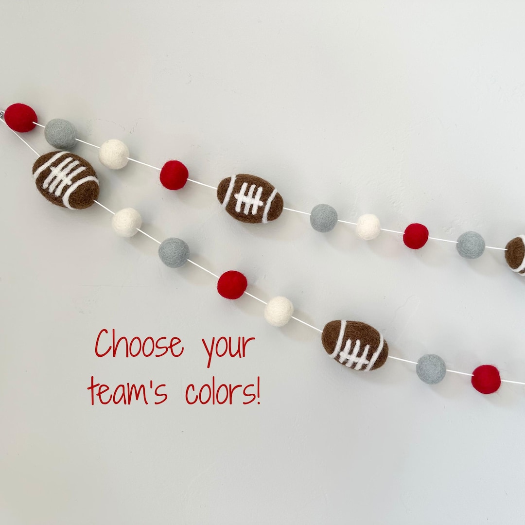 Customizable Wool Football Fan Garland - Felt Foot Ball Bunting - Fall ...