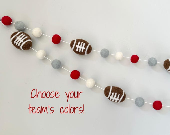 Customizable Wool Football Fan Garland - Felt Foot Ball Bunting - Fall ...