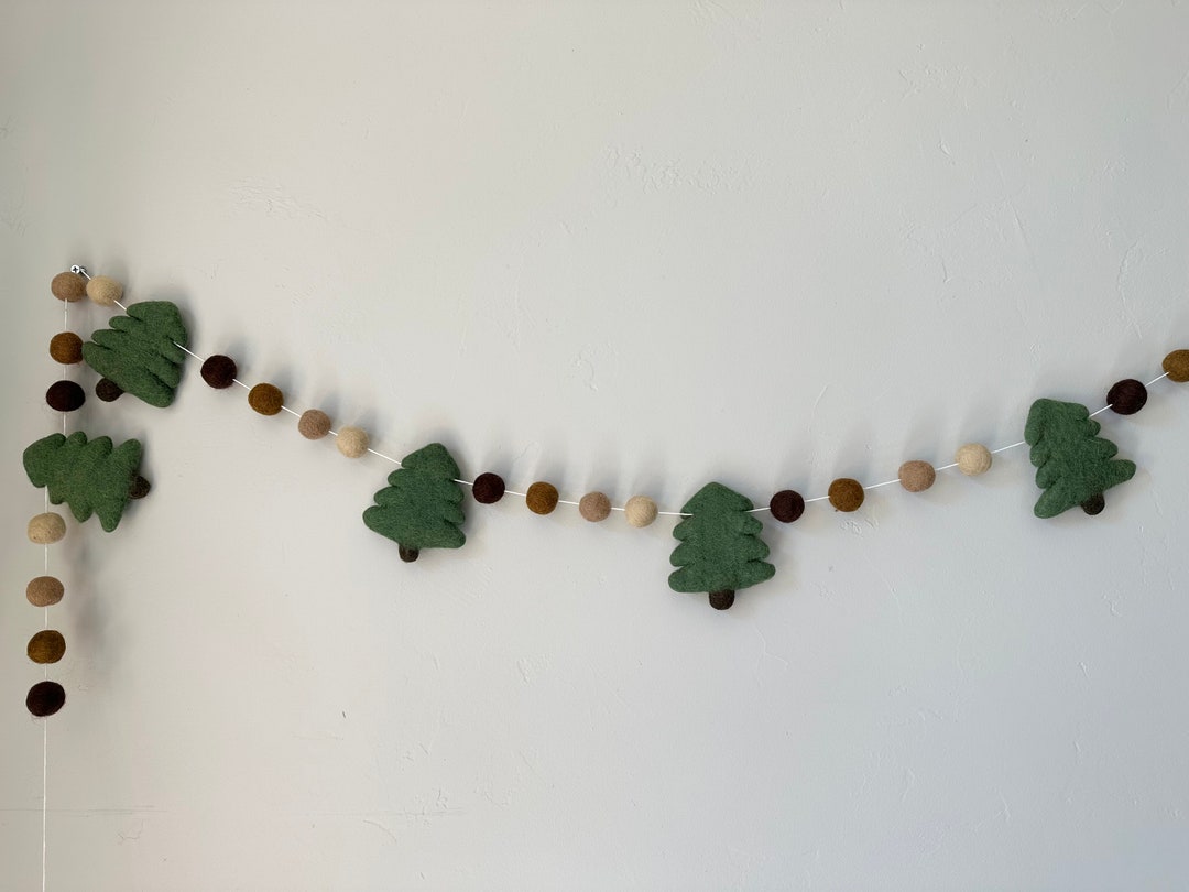 Customizable Pine Tree Garland - Christmas Tree Bunting - All Neutrals ...