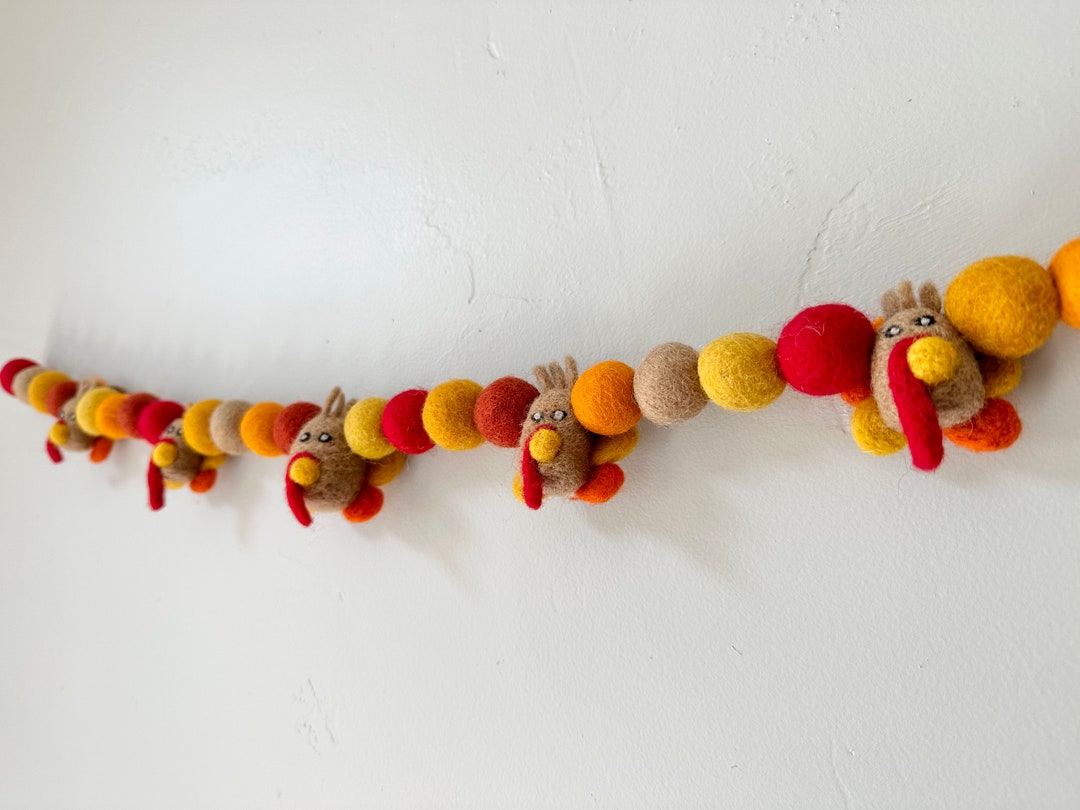 Customizable Thanksgiving Garland - Felt Turkey Day Decor - Autumn ...