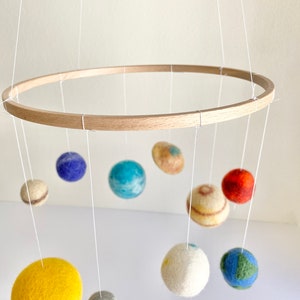 Felted Solar System Ceiling Mobile for Baby's Nursery - Wool Felt Sun ...