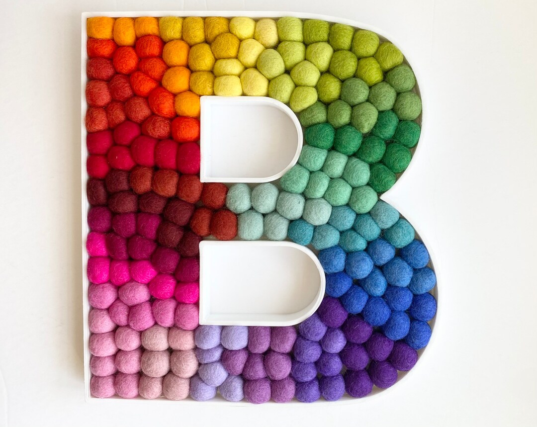 Customizable - 3 Sizes - Felt Ball Letter B Wall Hanging or Shelf ...