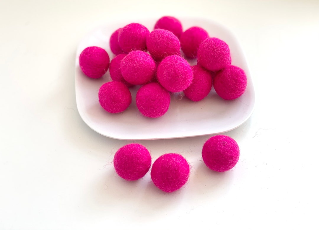 Hot Pink Felt Balls - 2.5 Cm Felted Wool Balls for Holiday Crafting ...
