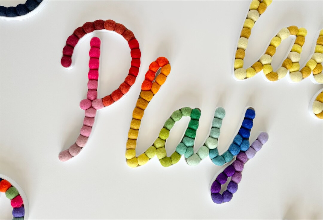 Customizable PLAY Felt Ball Letters for Play Room, Nursery, Kids Toy ...