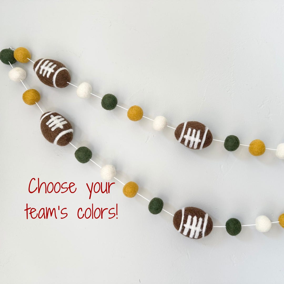 Customizable Wool Football Fan Garland - Felt Foot Ball Bunting - Fall ...