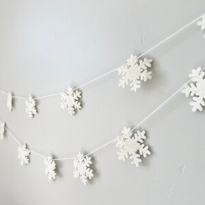 All White Snowflake Garland - Dye-cut Wool Snow Flakes Felt Banner ...