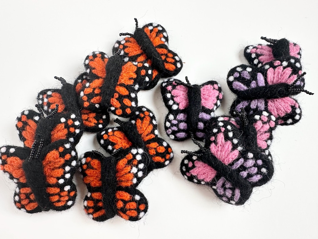 Wool Felted Monarch Butterfly Toy - Felt Bumble Bee, Ladybug or ...