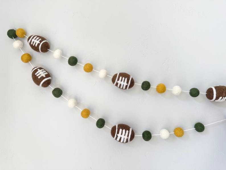 Customizable Wool Football Fan Garland - Felt Foot Ball Bunting - Fall ...