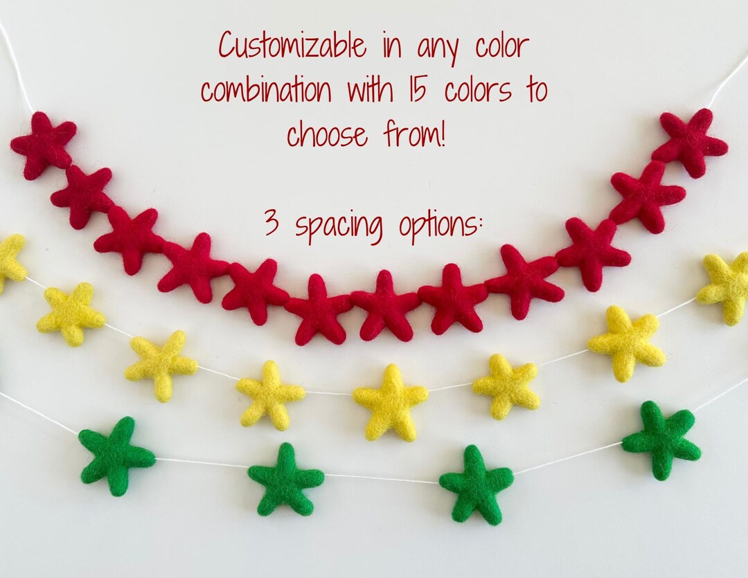 15 Star Colors for a Custom Felted Star Garland - Choose Color Felt ...