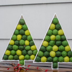 Customizable Felt Ball Christmas Tree - Shades of Green Wool Pom ...