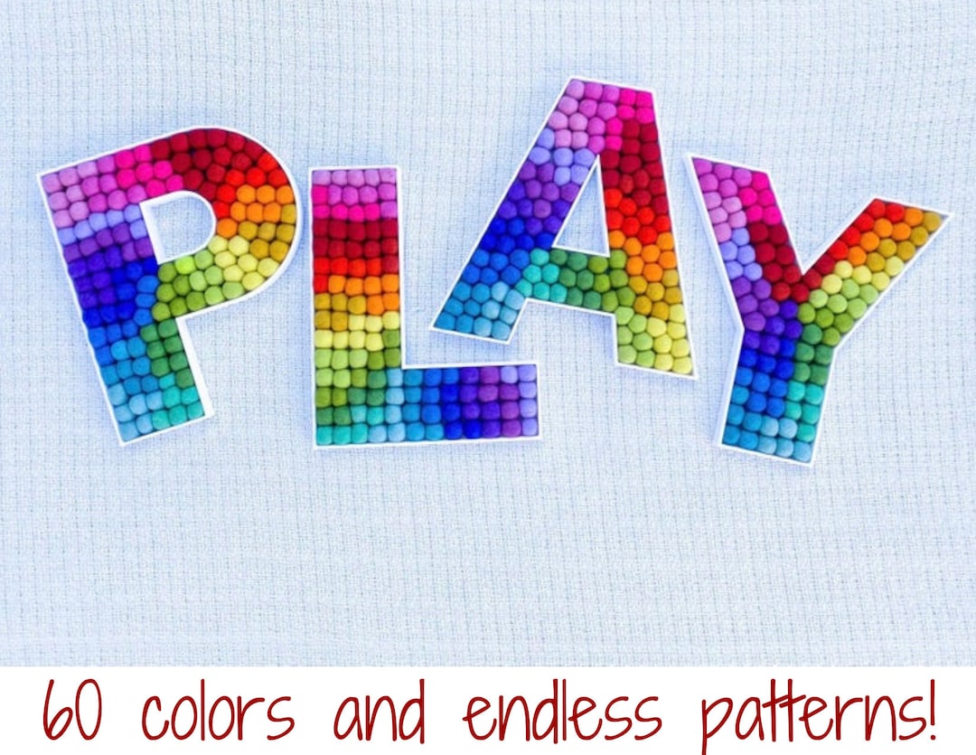 Customizable PLAY in 3 Sizes Felt Ball Letters for Play Room, Nursery ...