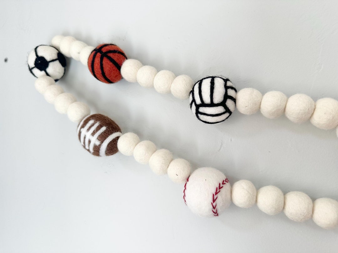 Customizable Wool Sports Fan Garland - Felt Sport Bunting - Boys Room ...
