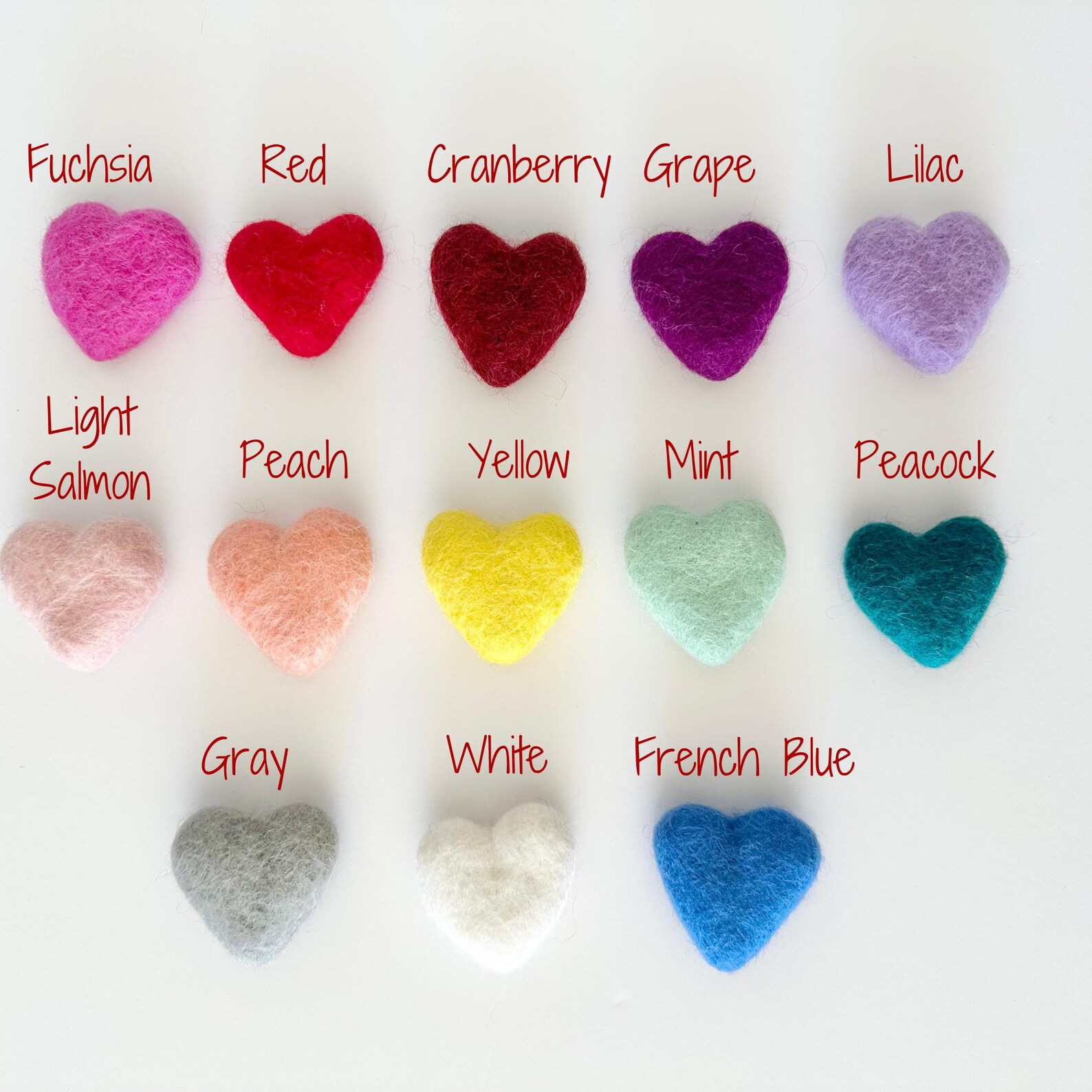 Customizable Wool Heart Garland - Custom Felt Ball Valentines Day ...