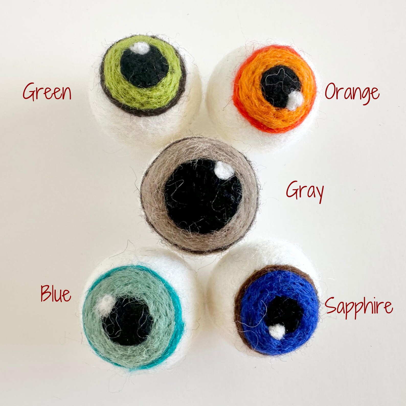 Wool Felt Eye Ball - Green, Blue or Gray Eye - Handmade Felted ...