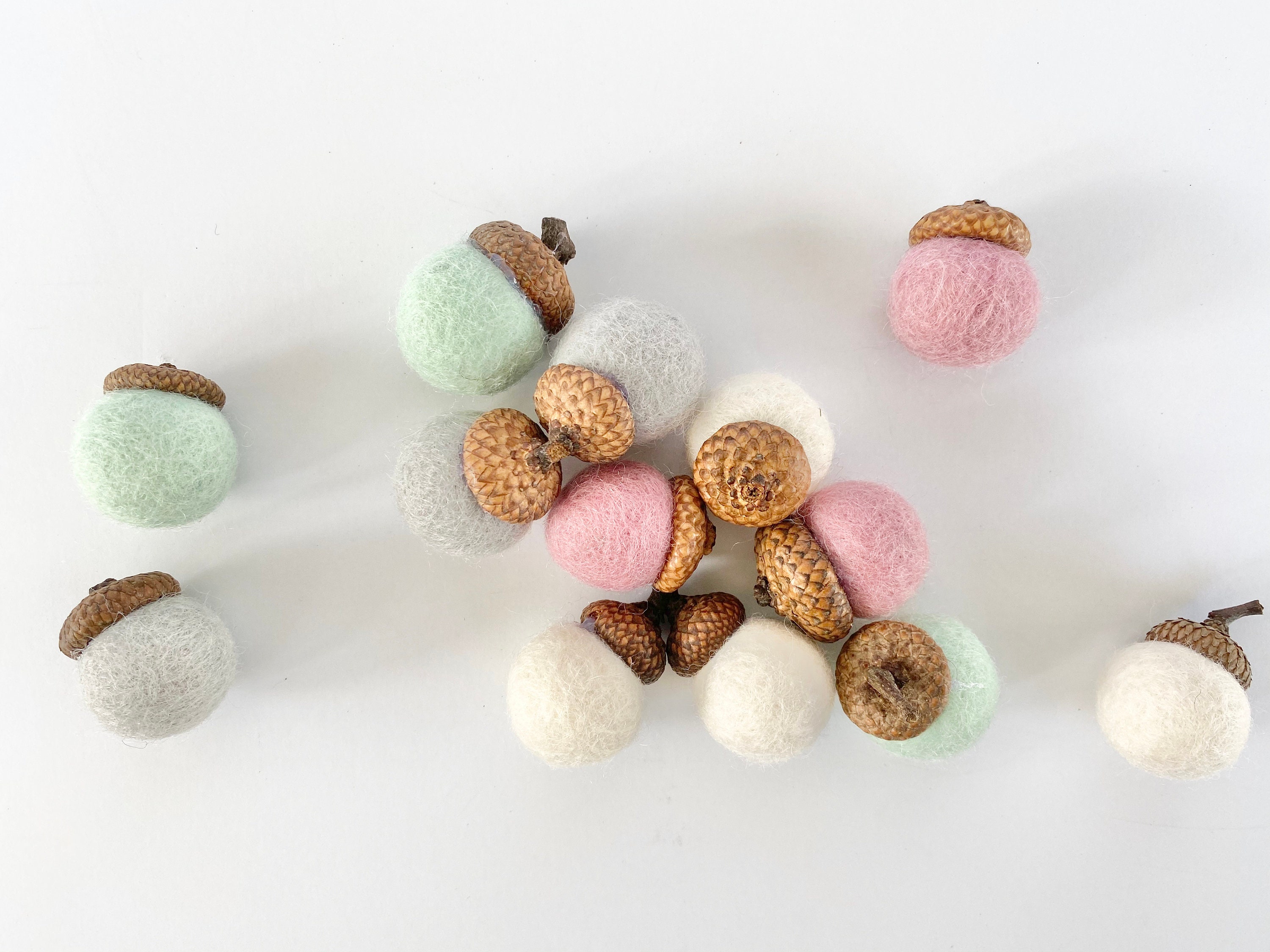 Pastel Felted Wool Acorn Sets - Choose From Acorns, Acorn Ornaments ...