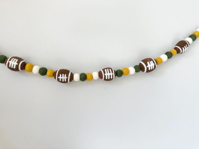 Customizable Wool Football Fan Garland - Felt Foot Ball Bunting - Fall ...