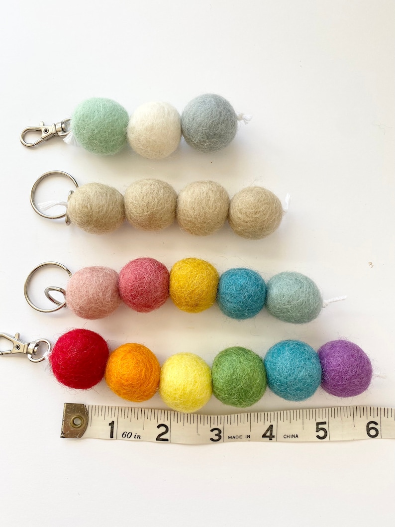 Custom Felt Ball Keychain - Choose Colors & Size - Optional Free ...
