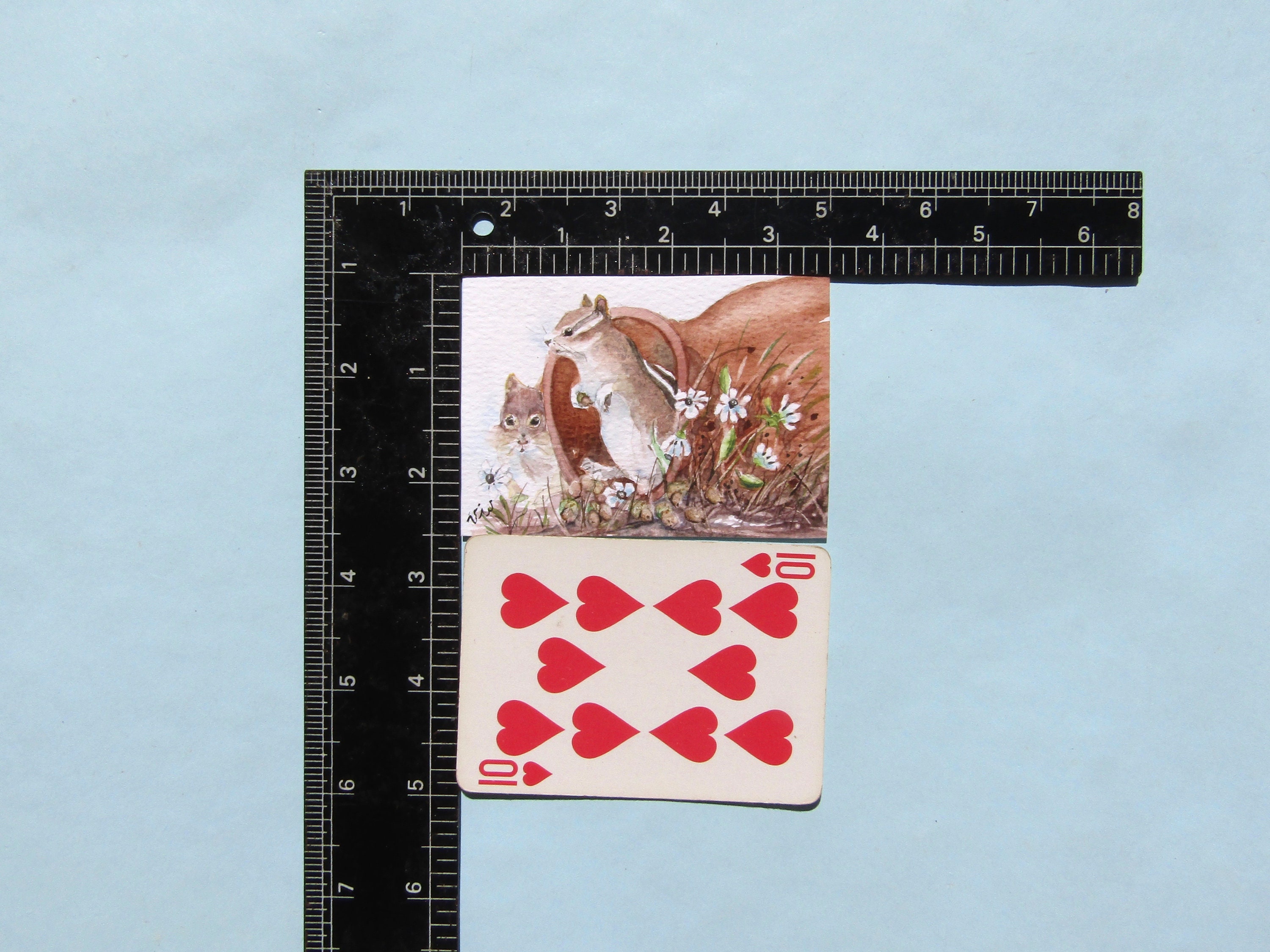 Chipmunk ACEO, Mini Whimsical Painting of 2 Chipmunks and a Garden ...