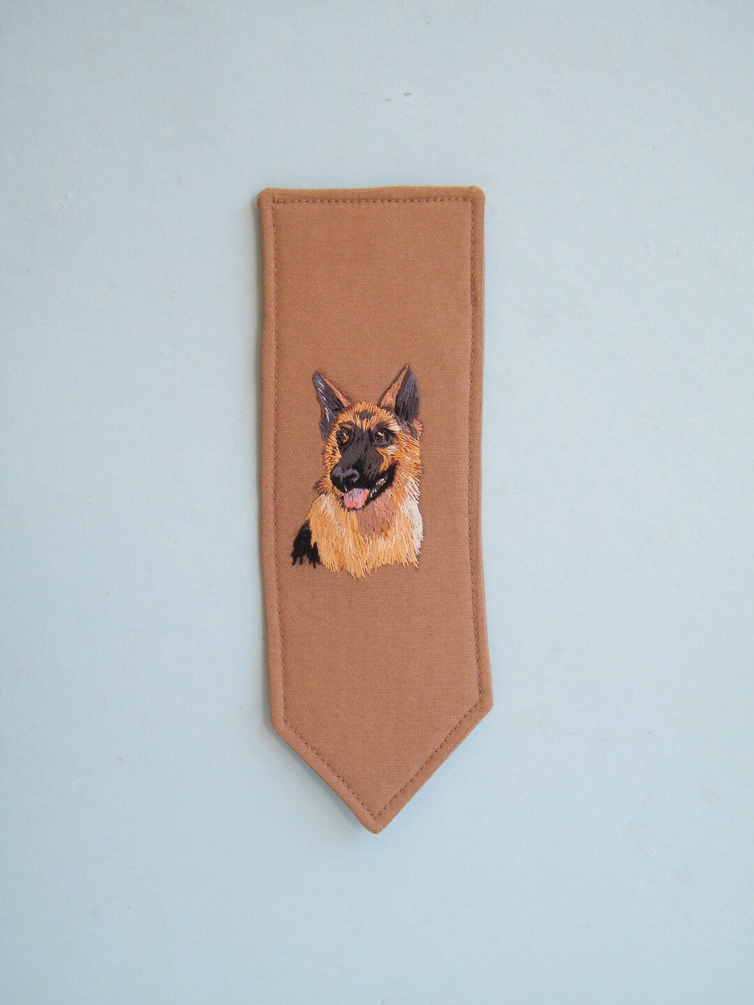 German Shepherd Hand Embroidered Tan Bookmark - Etsy