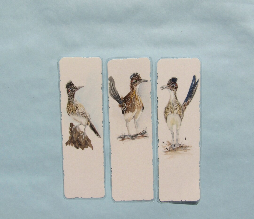 Road Runner Bird Bookmarks, Original Watercolor Painted Page Savers ...
