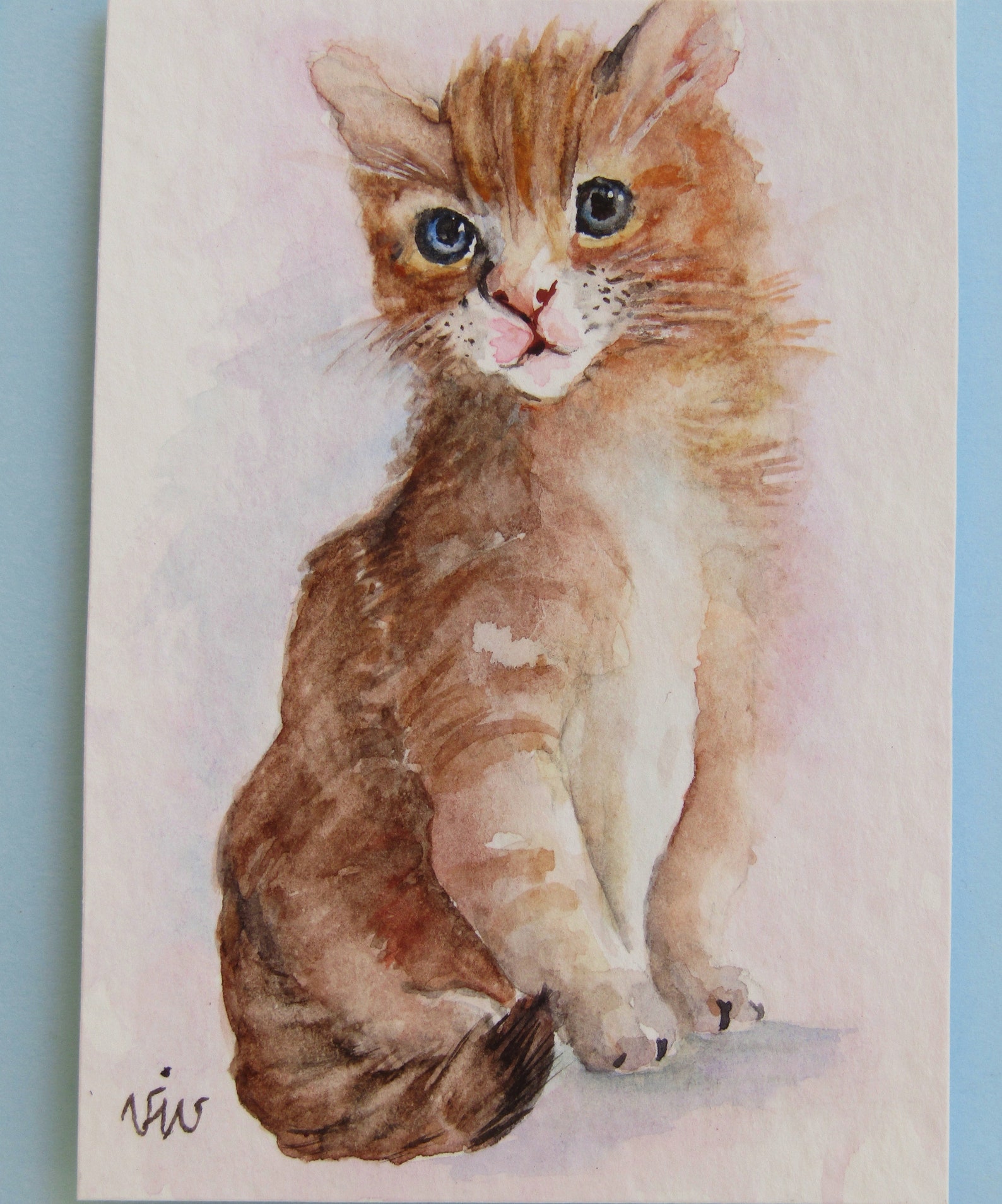 Ginger Cat ACEO Original Watercolor Painting of a Kitten - Etsy