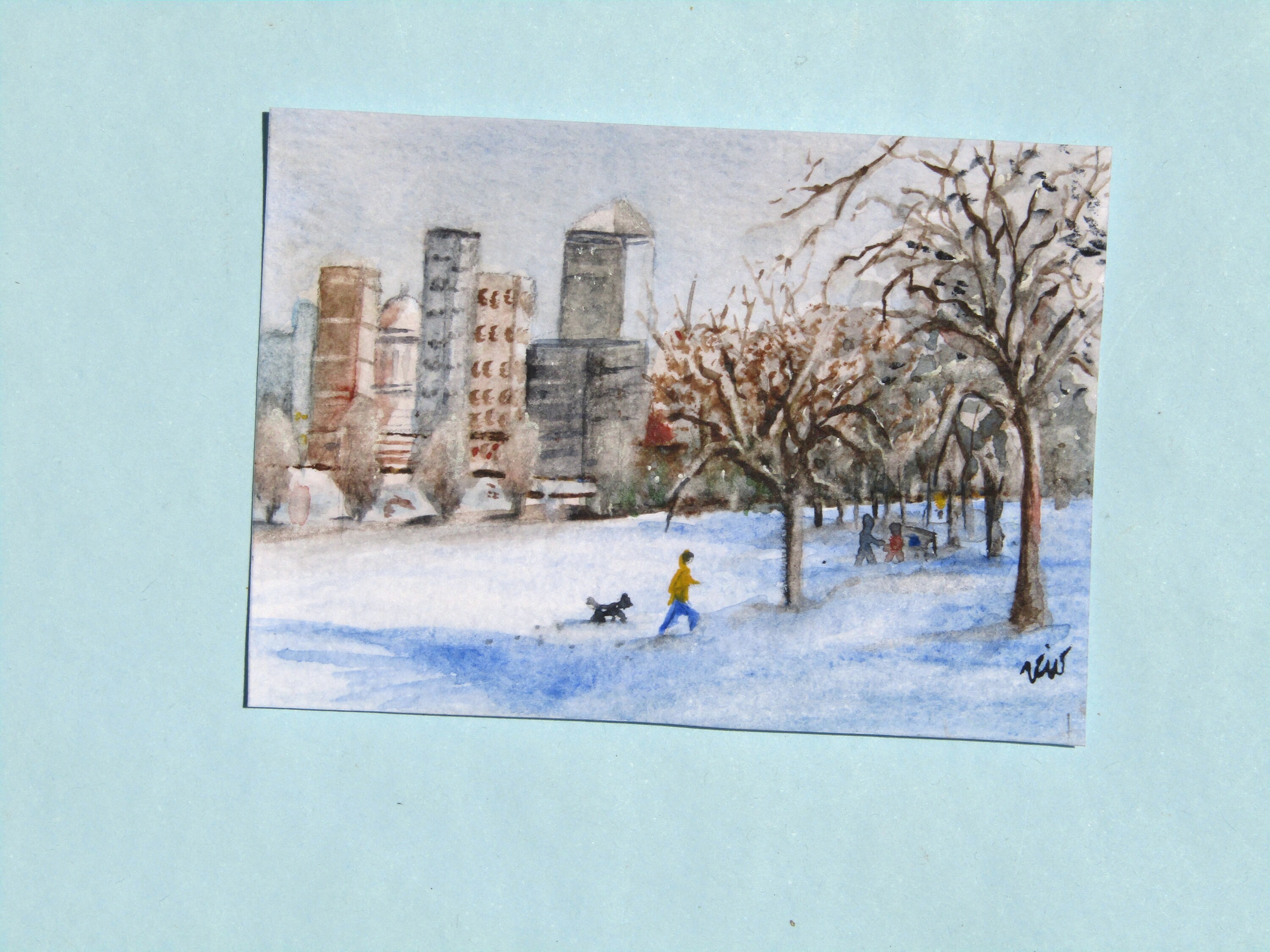 Urban Snow Scene ACEO Miniature Original Watercolor Artwork - Etsy